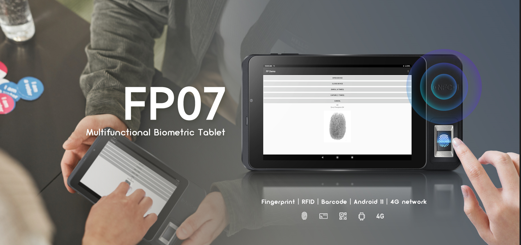 FP07 7inch Mobile Biometric Tablet - HFSecurity Biometric Solution